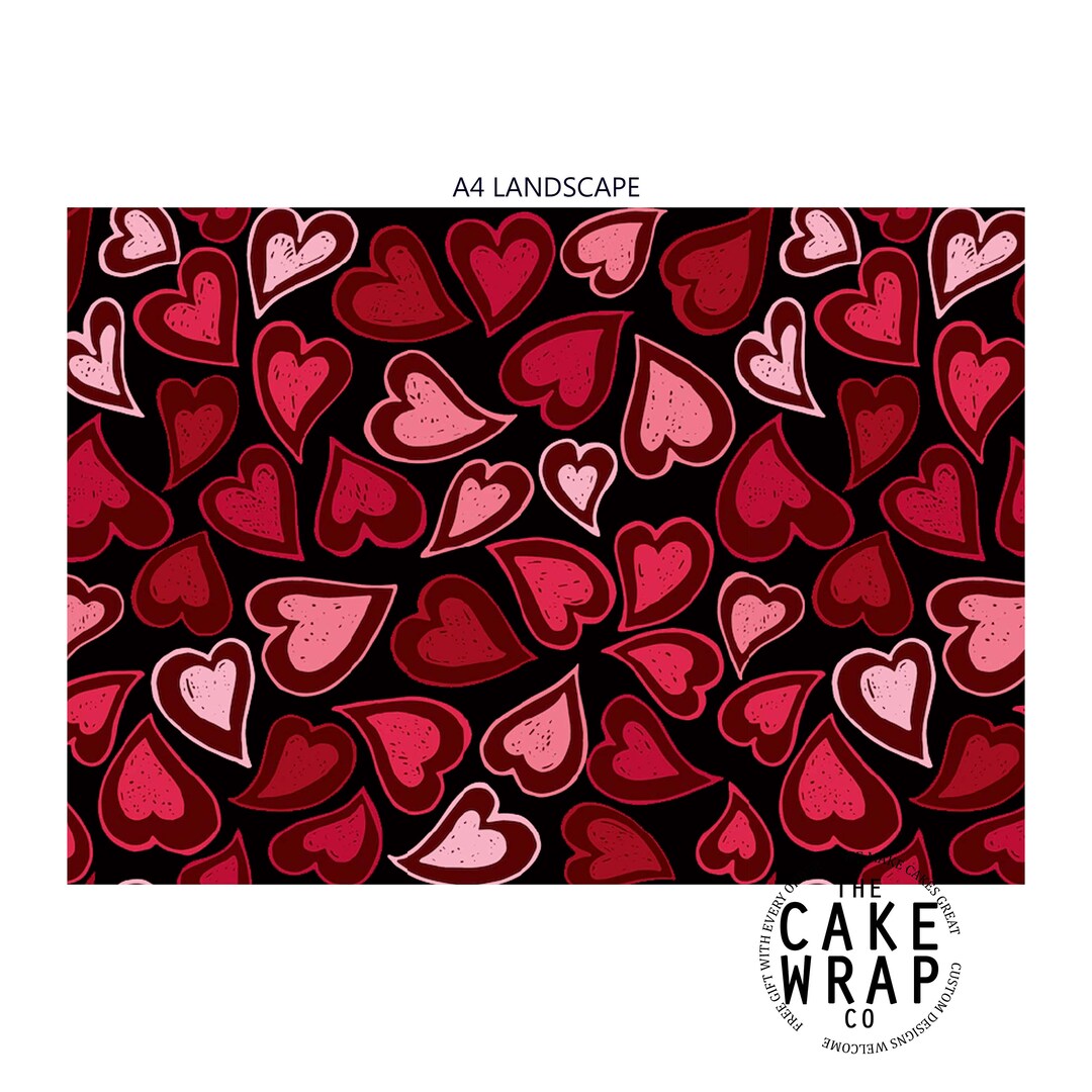 HEARTS CAKE WRAP, Edible Icing, Cake Wrap, Icing Sheet, Icing Sheet for ...