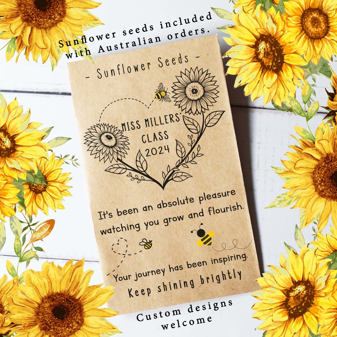 TEACHER FAVOURS, Custom Seed Packets, Sunflower Seed Packets, Student ...