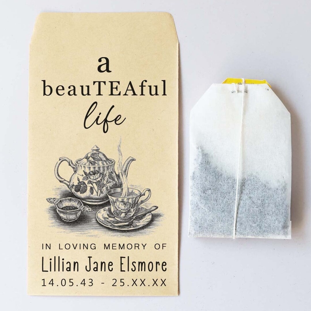 Funeral Favours, in Memory of Favours, Custom Memorial Tea Packets, in ...
