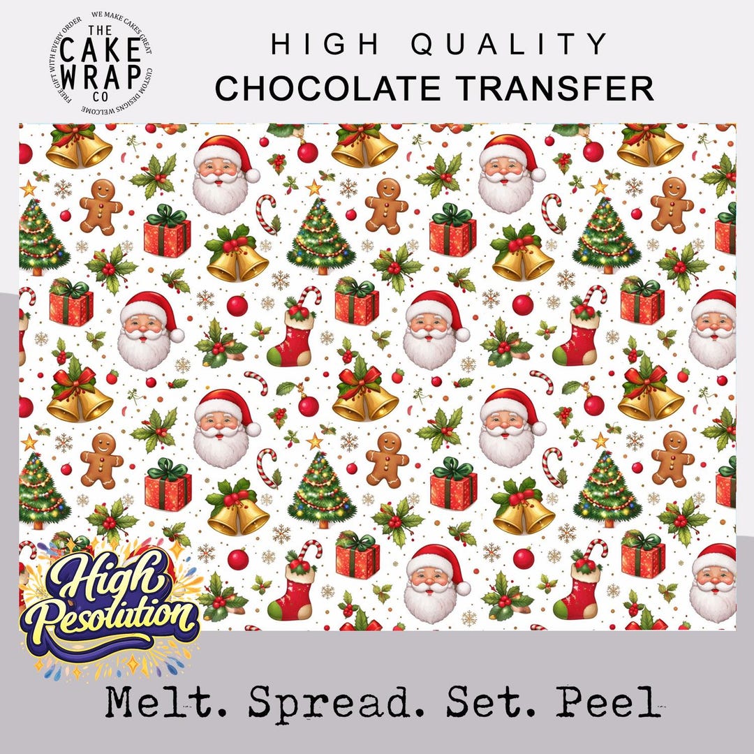 Chocolate Transfer Sheet: Santa Clause Edible Designs for Chocolate A4 ...