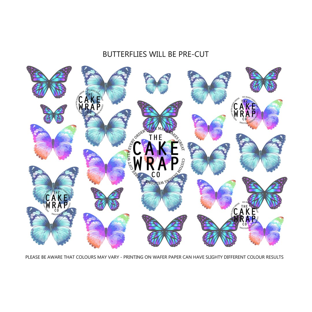 WAFER PAPER BUTTERFLIES, Edible Pre-cut Butterfly, Wafer Butterflies ...