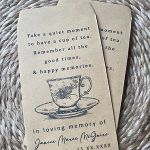 Funeral Favours, in Memory of Favours, Custom Memorial Tea Packets, in ...