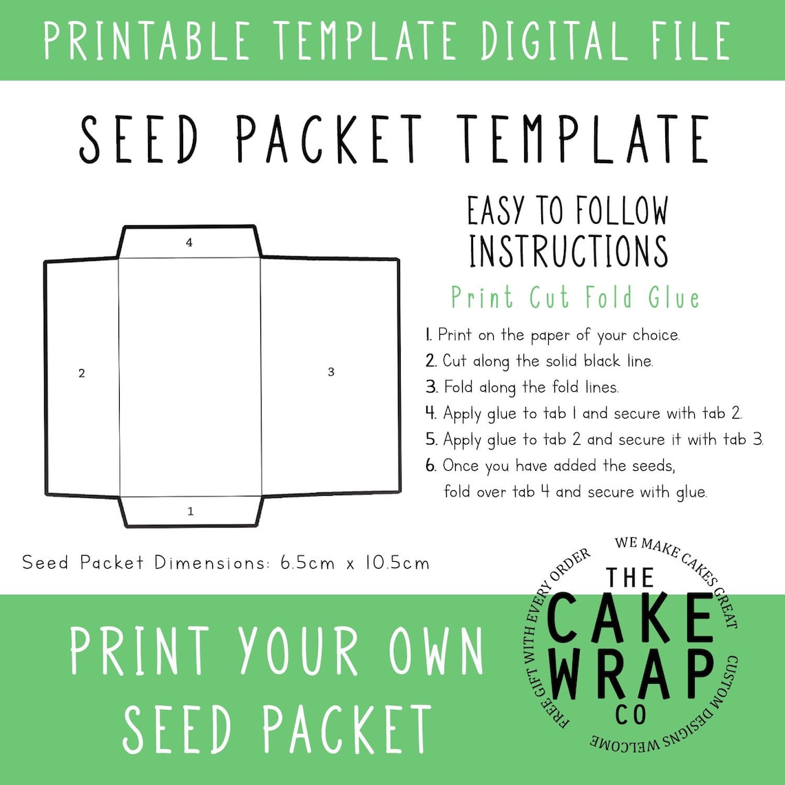 Custom Printable Seed Packet, Seed Envelope, Printable Seed Packet ...