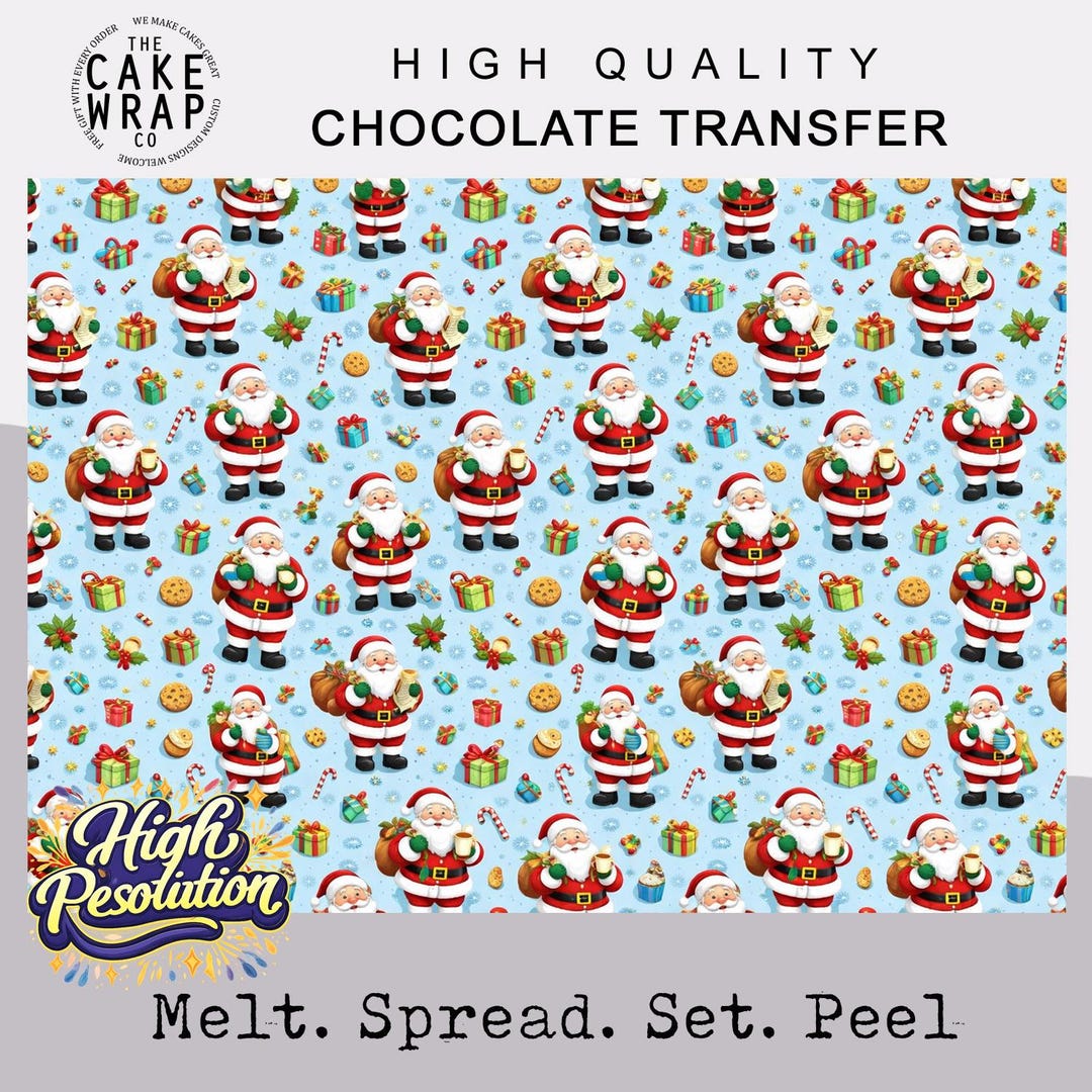 Chocolate Transfer Sheet: Santa Clause Edible Designs for Chocolate A4 ...