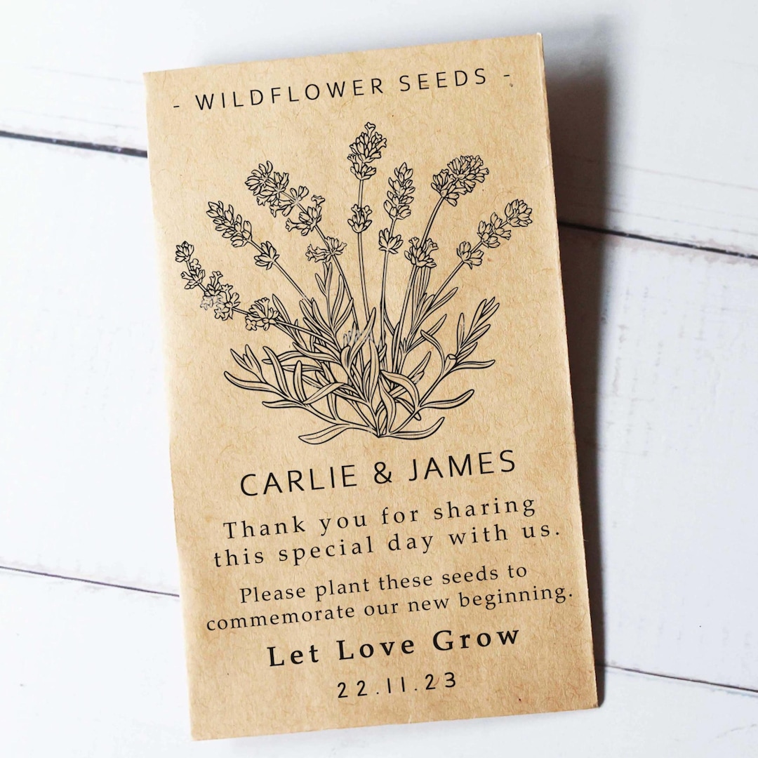 Wedding Favour Seed Packets, Wildflower Seeds, Personalized Thank You ...