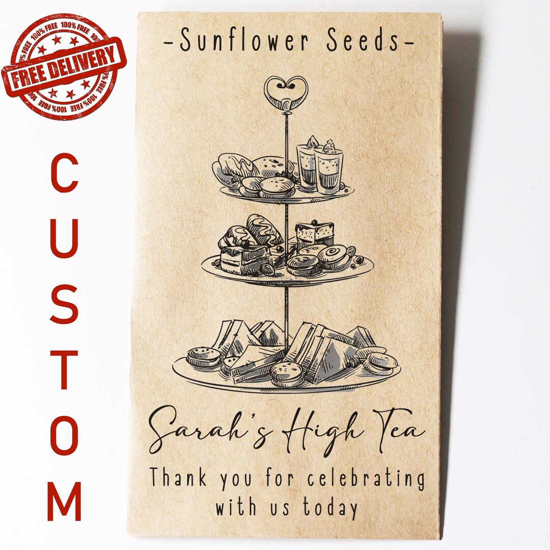 High Tea Party Favors, High Tea Seed Packets, Custom Seed Packets, High ...
