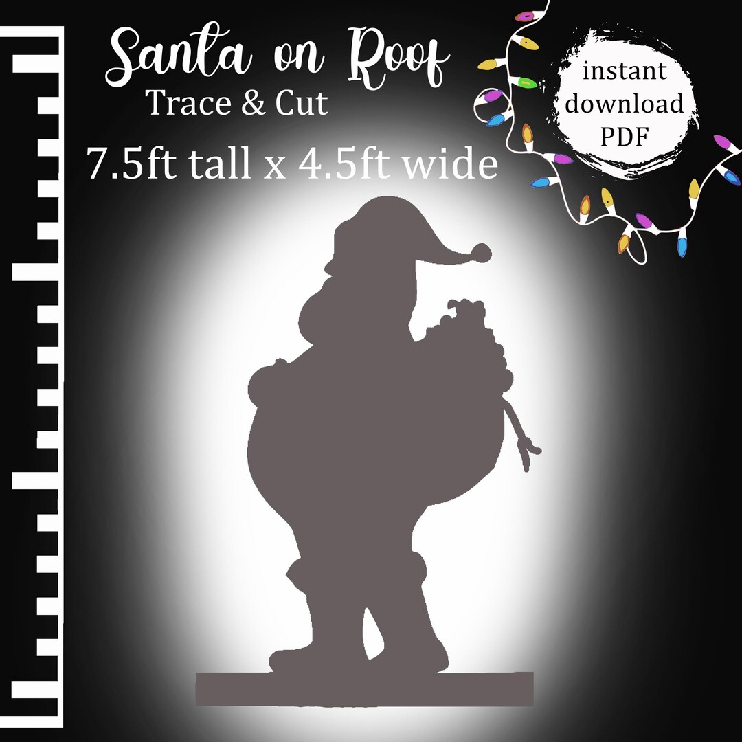 Santa on Roof Trace and Cut Template: Christmas Silhouette Decor (PDF ...