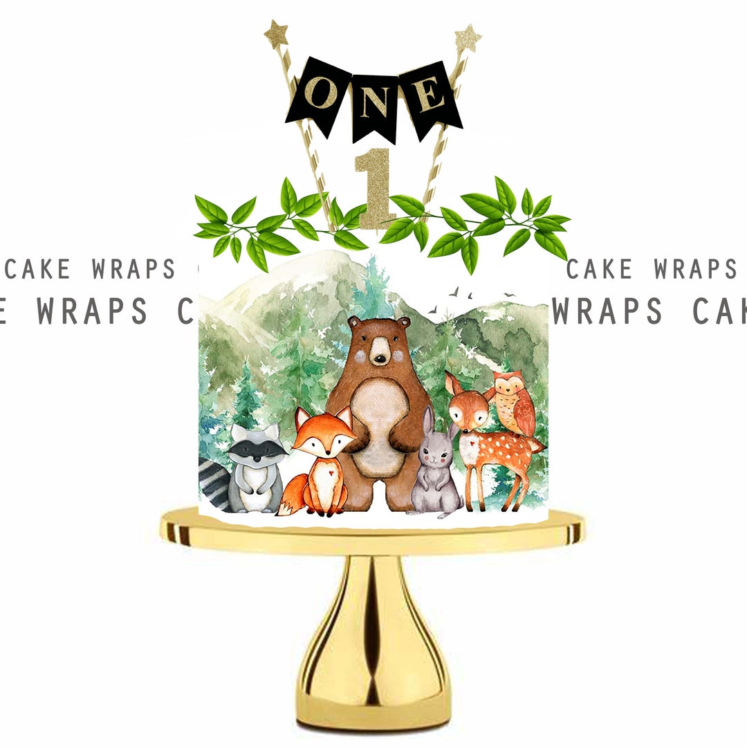 WOODLAND ANIMALS Cake Wrap, Edible Icing, Cake Wrap, Icing Sheet, Icing ...