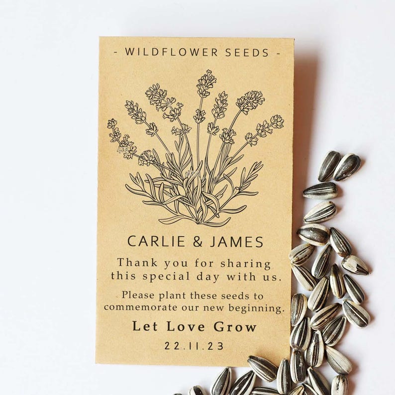 Wedding Favour Seed Packets, Wildflower Seeds, Personalized Thank You ...