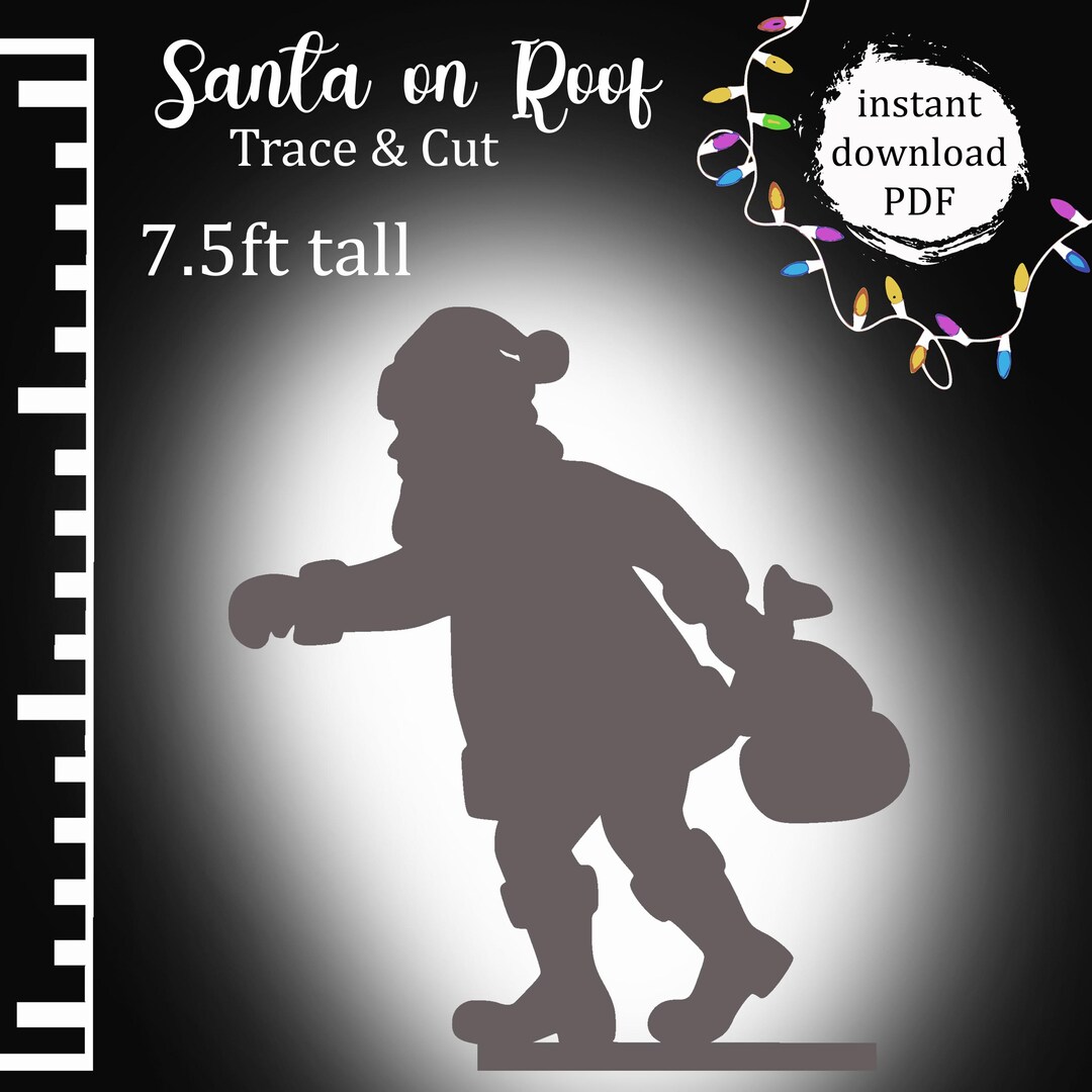 Santa on Roof Trace and Cut Template: Christmas Silhouette Decor (PDF ...