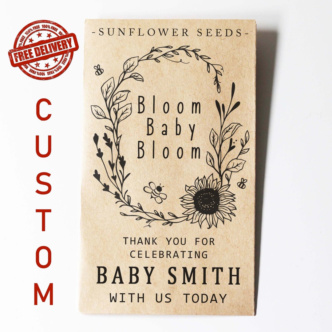 BABY SHOWER FAVOR, Baby Shower Seed Packets, Custom Seed Packets, Cute ...