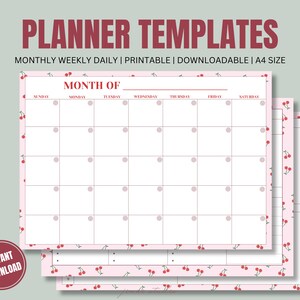 Cute Cherries Planner Template | Downloadable Digital Planner | Undated ...