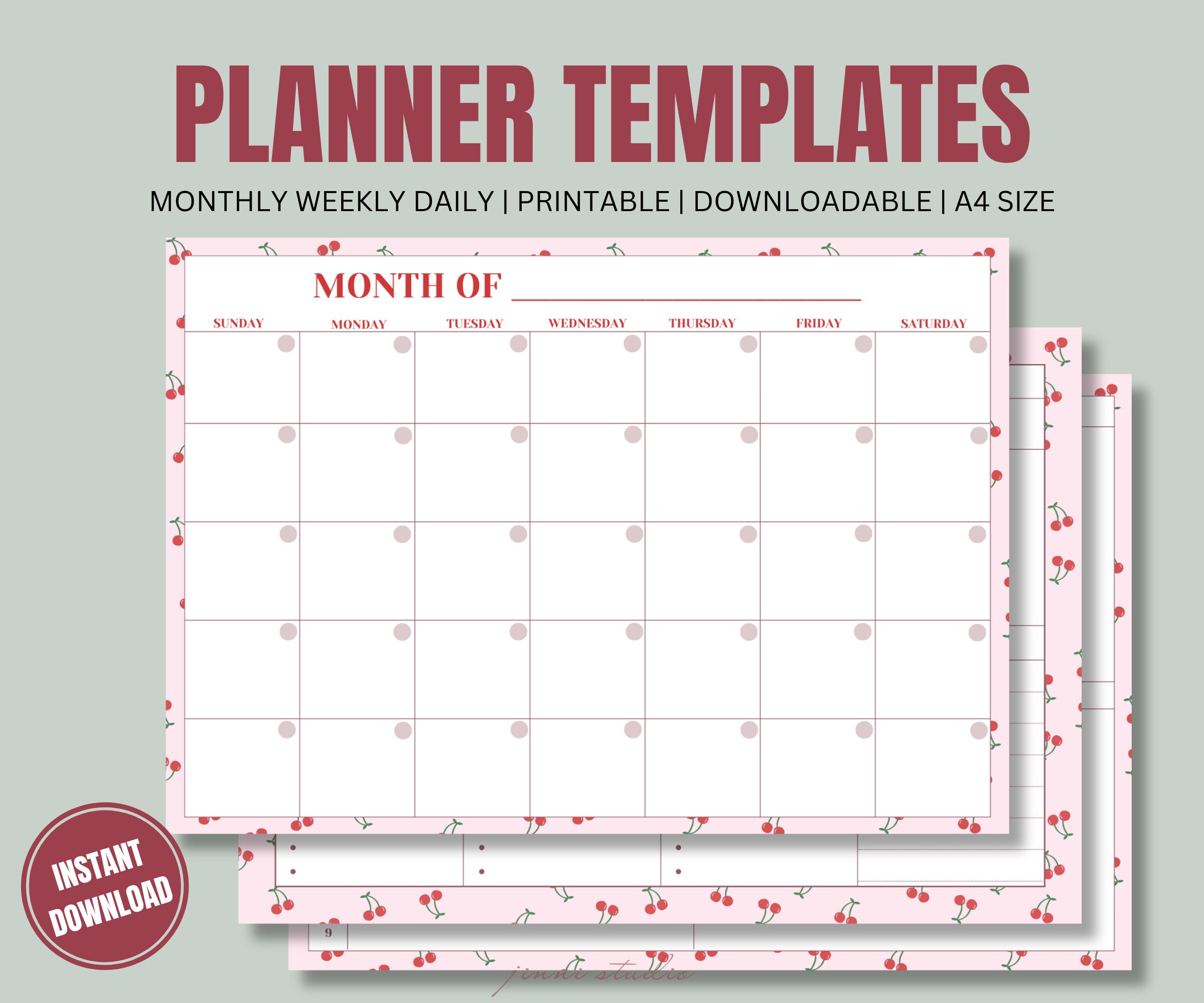 Cute Cherries Planner Template | Downloadable Digital Planner | Undated ...