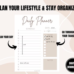 Minimalistic Brown Undated Daily Planner, Digital Planner, Printable ...