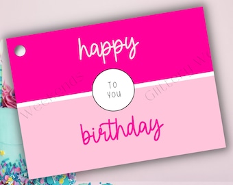 Printable Birthday Gift Tag, Pink Gift Tag, Girl Gift Tag - Etsy