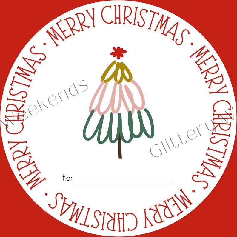 Merry Christmas Tree Gift Tag, Instant Download Christmas Tree Tag ...