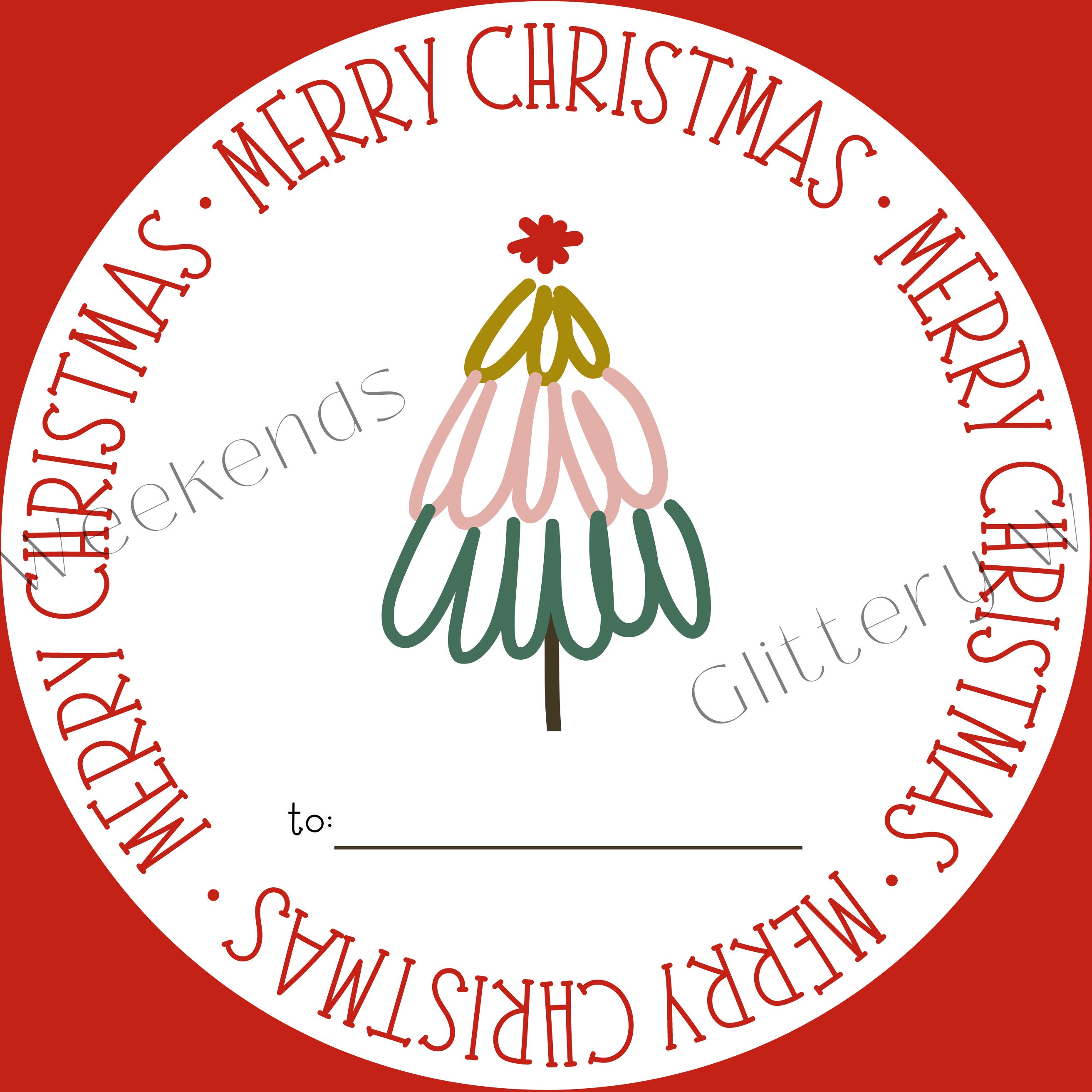 Merry Christmas Tree Gift Tag, Instant Download Christmas Tree Tag ...