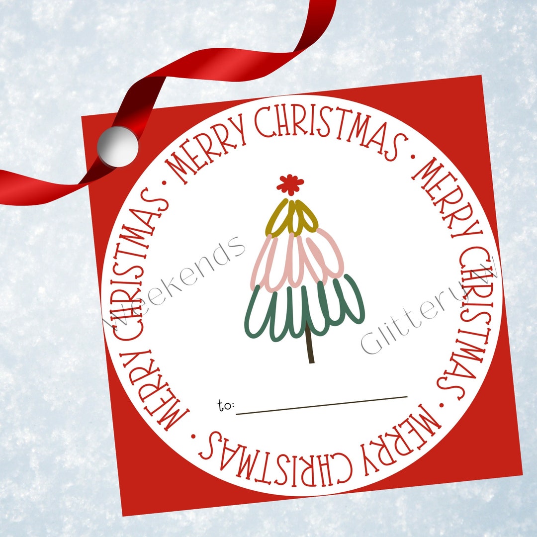 Merry Christmas Tree Gift Tag, Instant Download Christmas Tree Tag ...