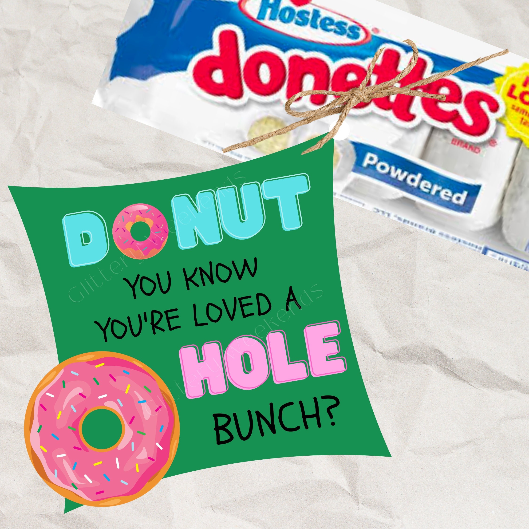 Printable Donut Gift Tag, Instant Download Teacher or Neighbor Gift Tag ...