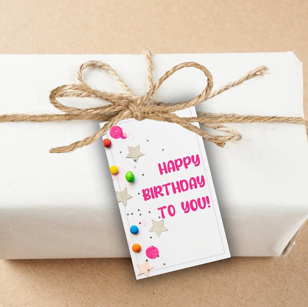 Hot Pink Printable Birthday Gift Tag, Instant Download Birthday Gift ...