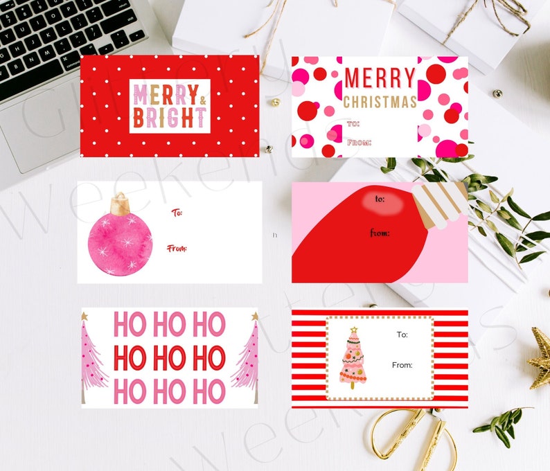 Printable Merry Christmas Gift Tag BUNDLE, Instant Download Christmas ...