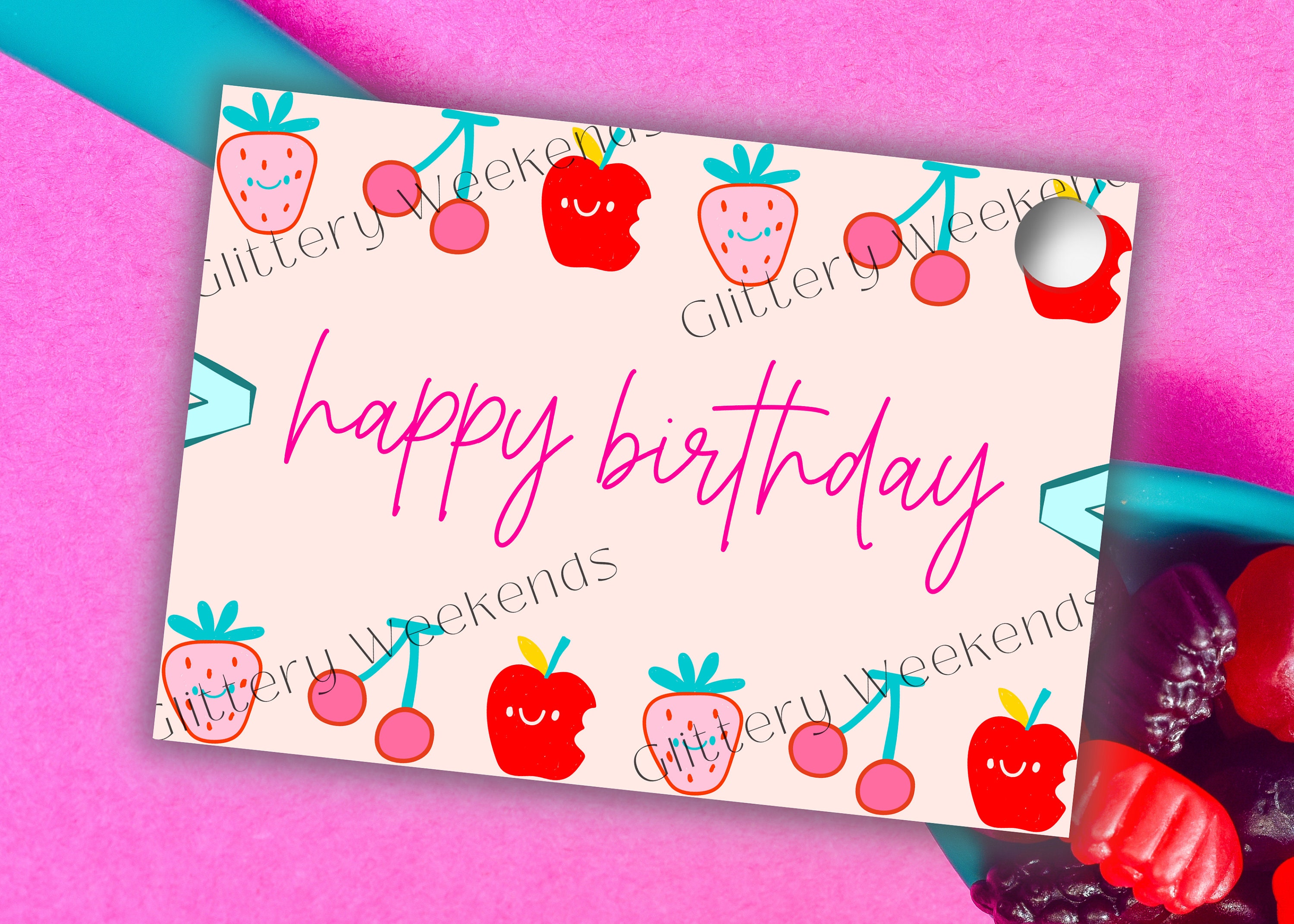 Fruit Snacks Printable Birthday Gift Tag, Instant Download Birthday ...