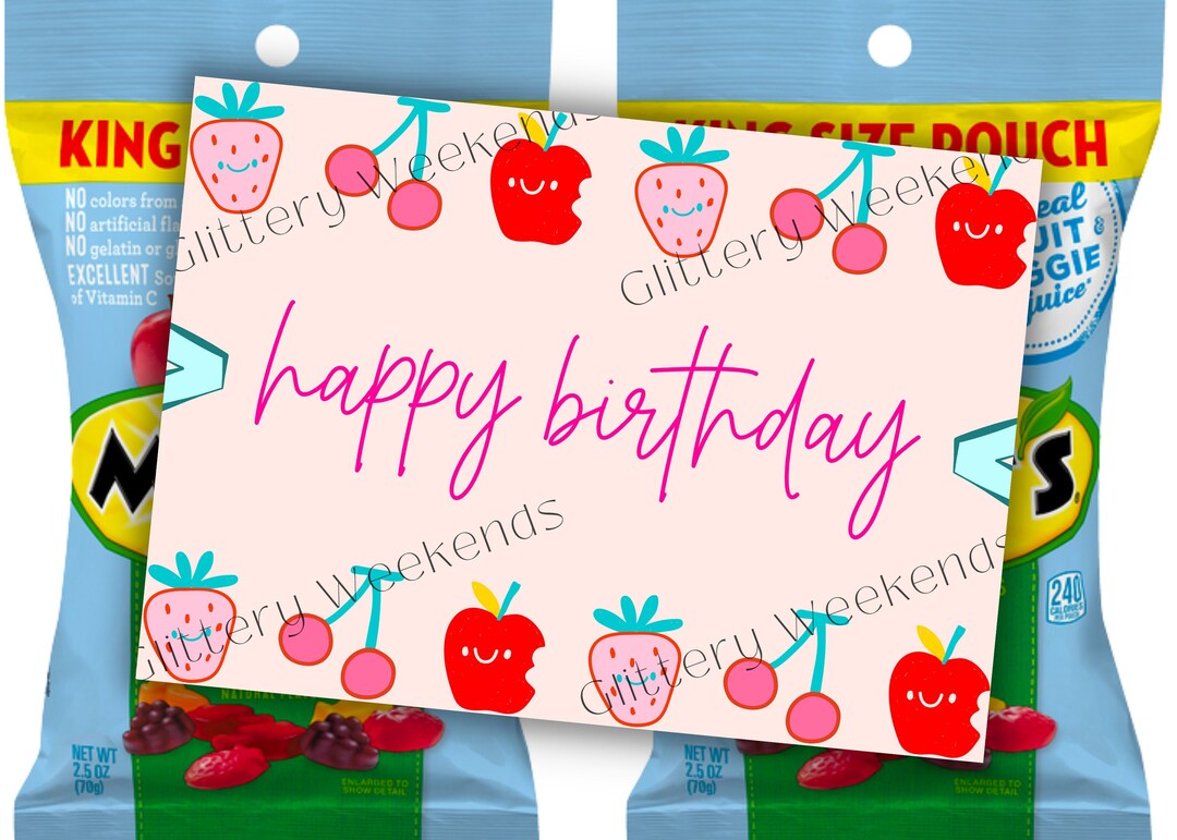 Fruit Snacks Printable Birthday Gift Tag, Instant Download Birthday ...