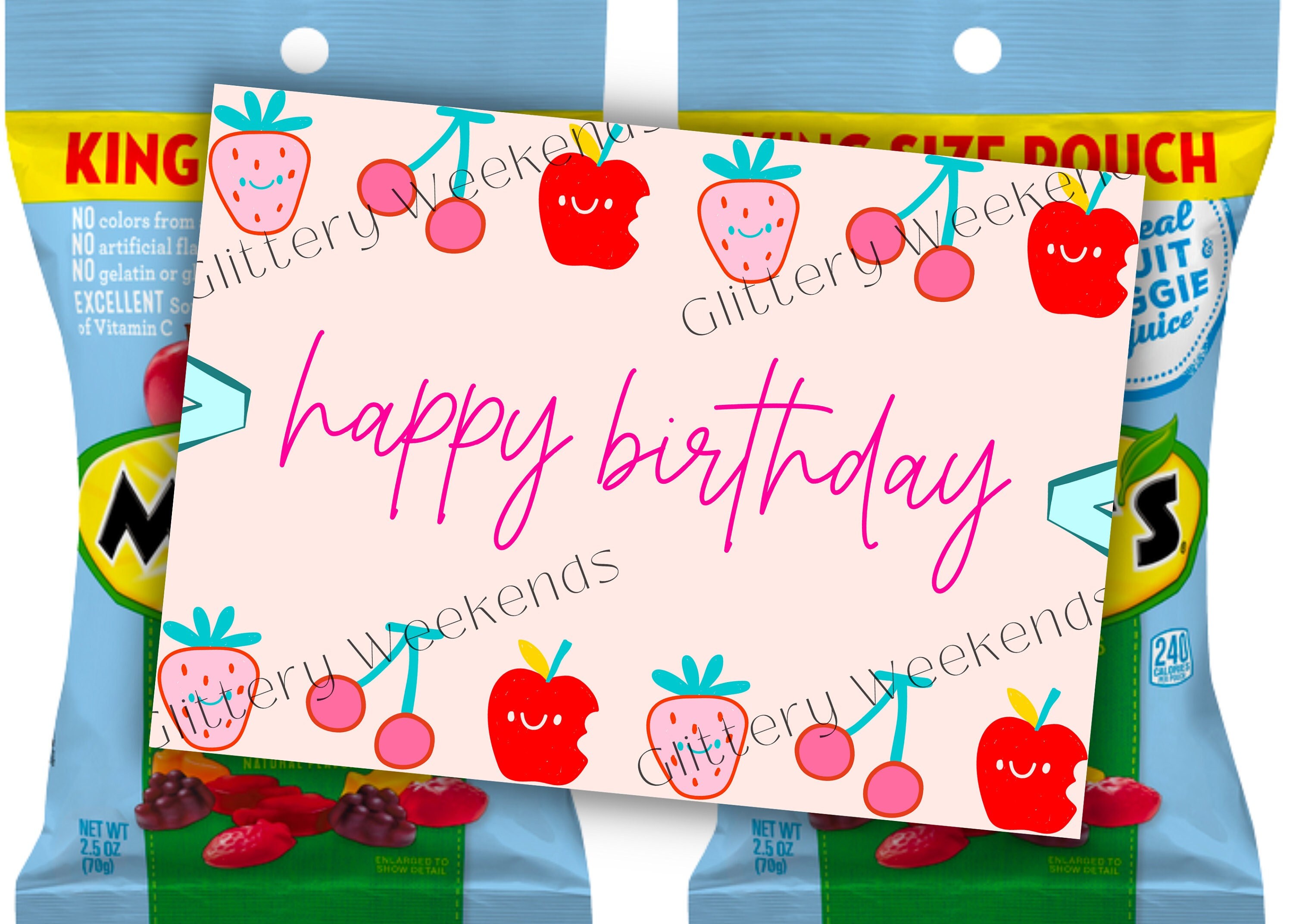 Fruit Snacks Printable Birthday Gift Tag, Instant Download Birthday ...