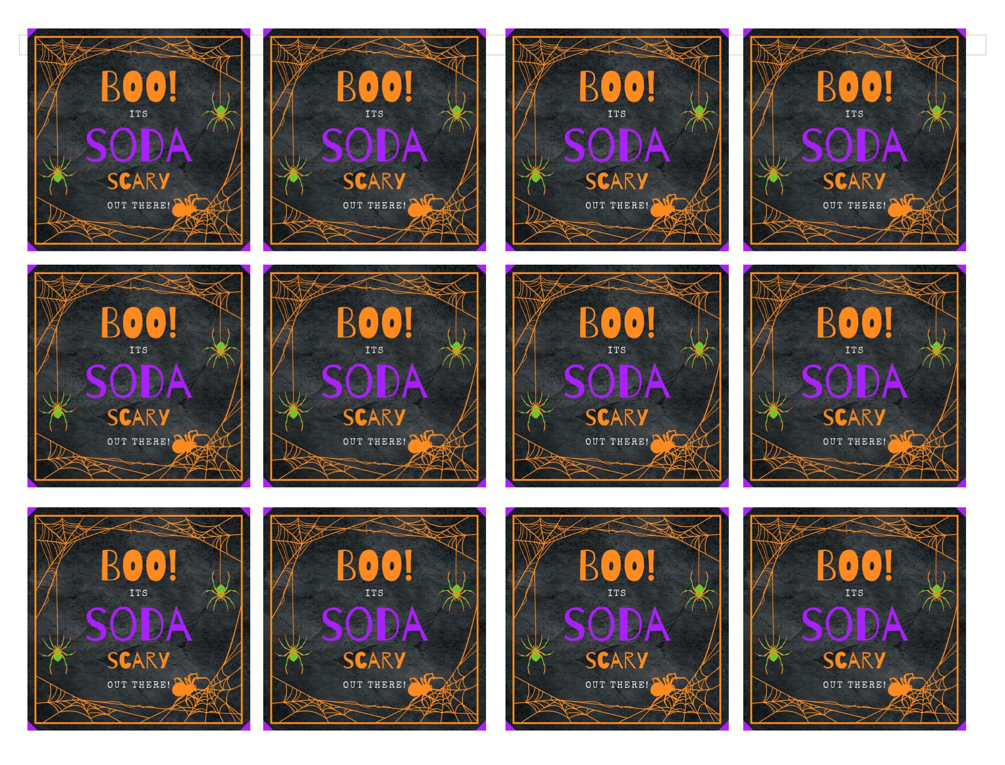 Halloween Printable Gift Tag, Instant Download Halloween Treat Tag SODA ...