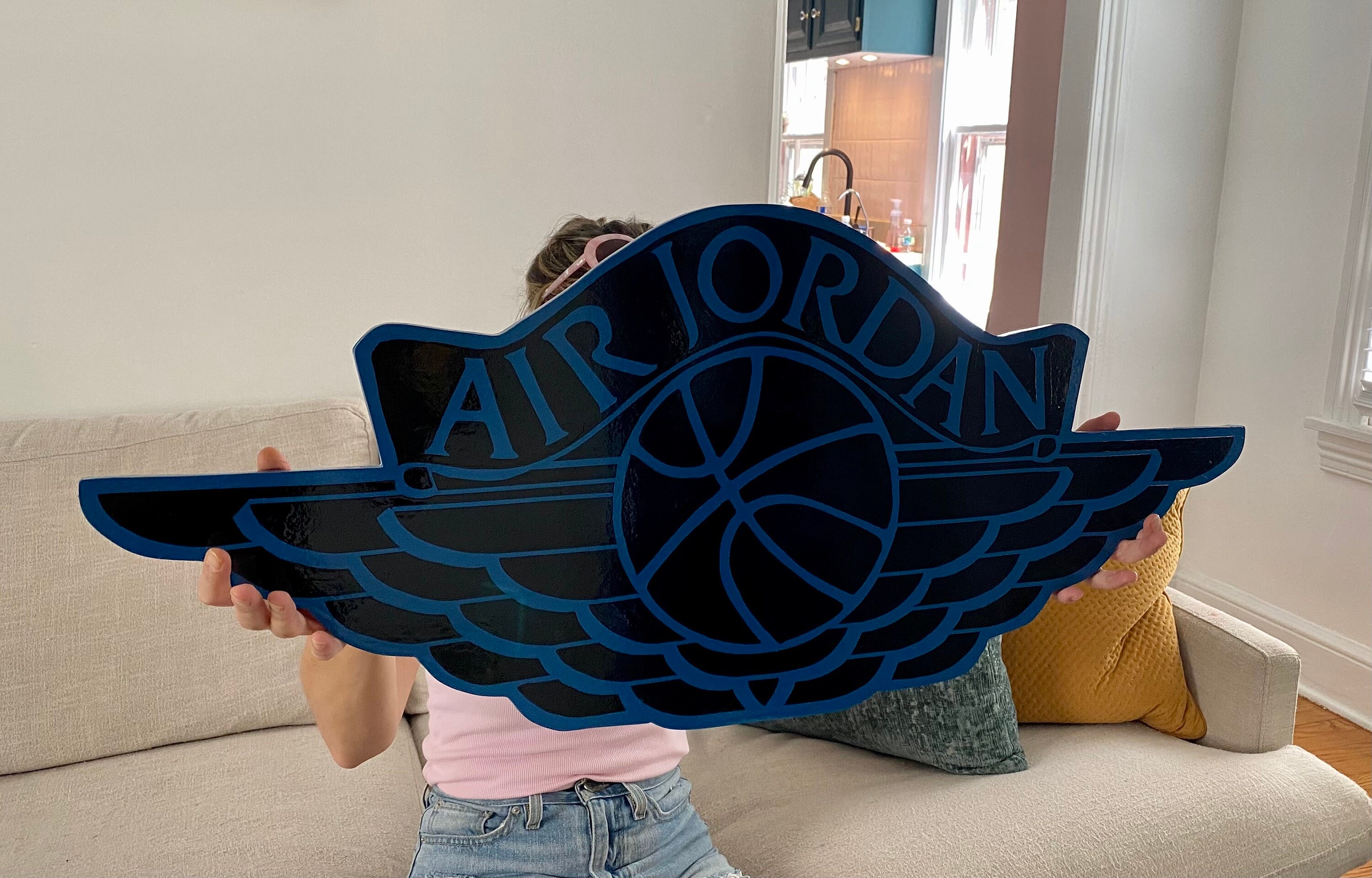 Air Jordan Wing Sign Royal Hand-painted Hand-painted - Etsy