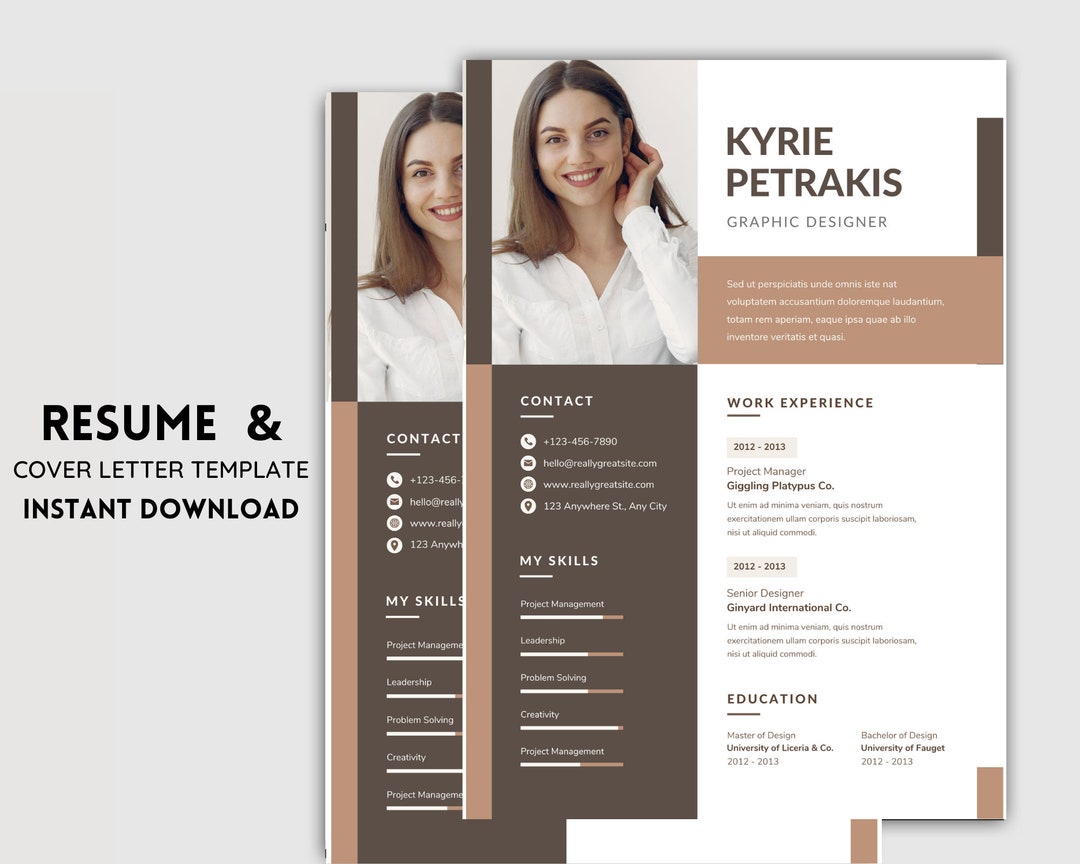 Beige Modern Simple Professional Resume Template, Digital Download ...