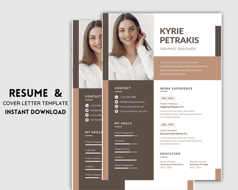 Beige Modern Simple Professional Resume Template, Digital Download ...