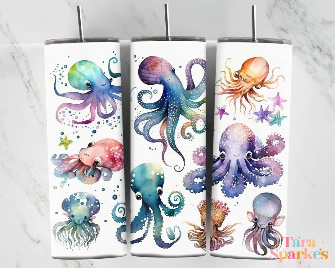 Octopuses Watercolor Set 20 Oz Skinny Tumbler Sublimation - Etsy