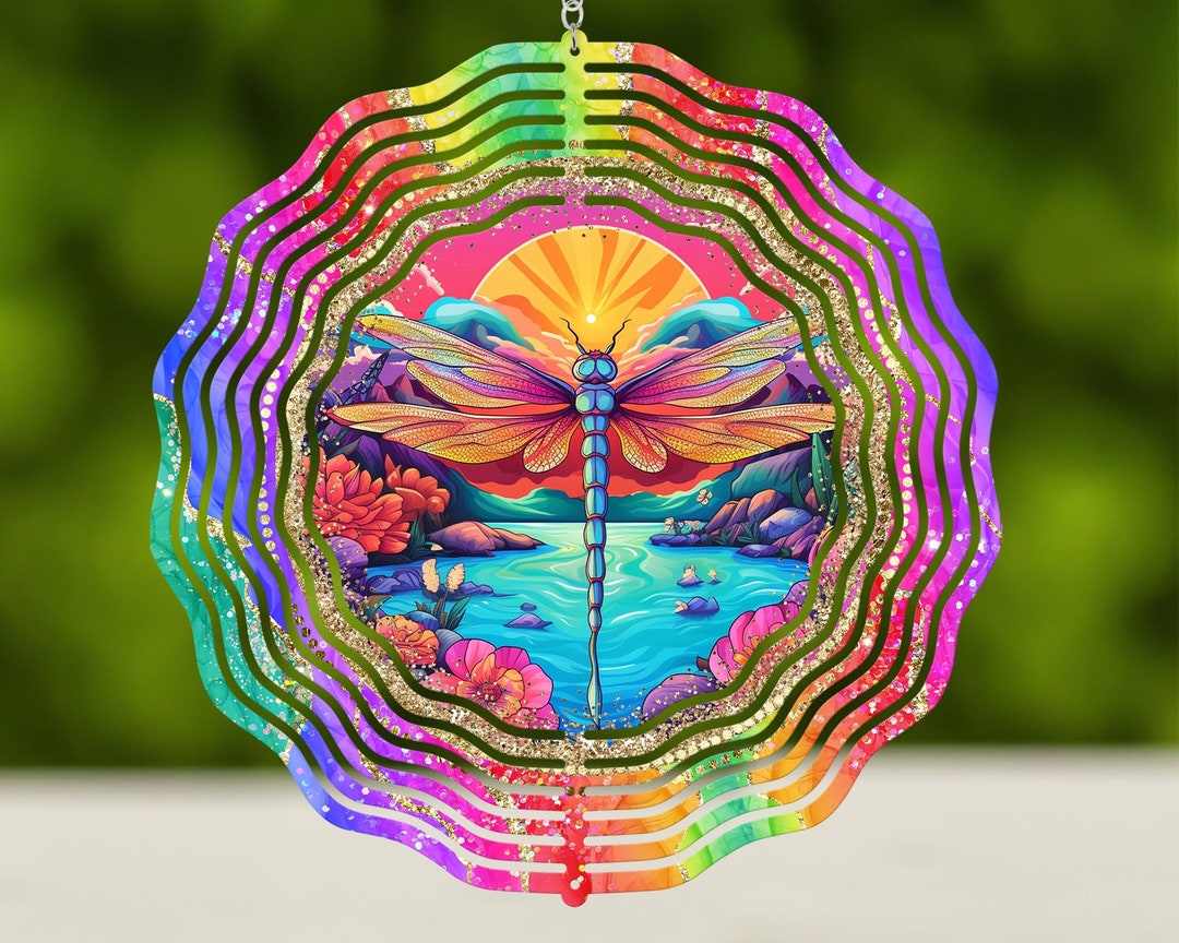 Dragonfly Wind Spinner Sublimation Design Template, 10 Inch Round ...