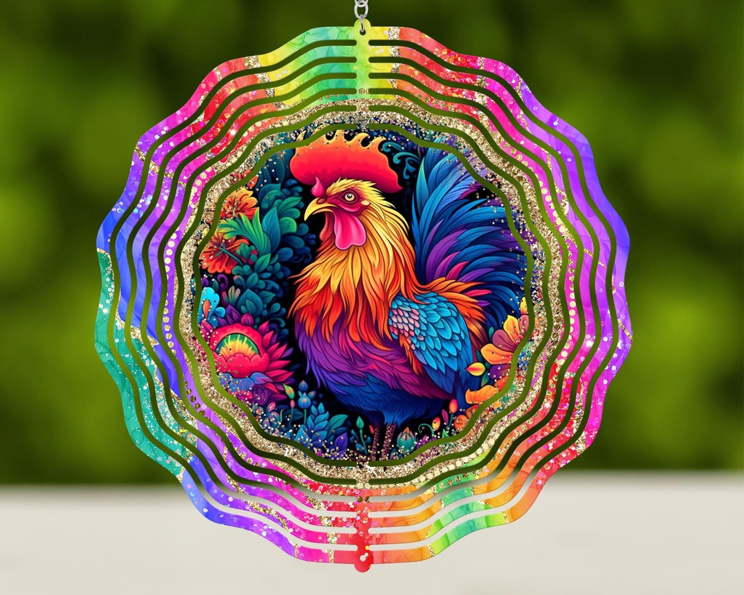 Rooster Wind Spinner Sublimation Design Template, 10 Inch Round Hanging ...