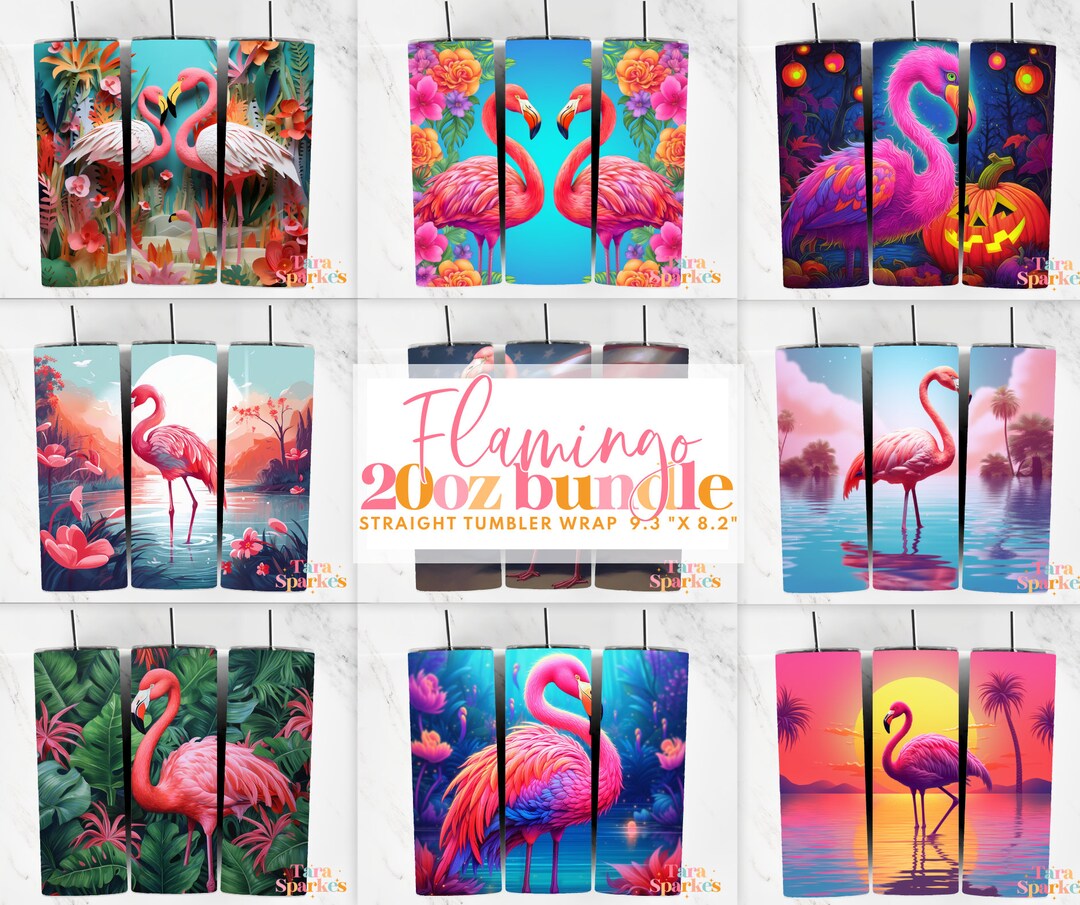 50+ FLAMINGO Bundle 20 Oz Skinny Tumbler Sublimation Design, Flamingos ...