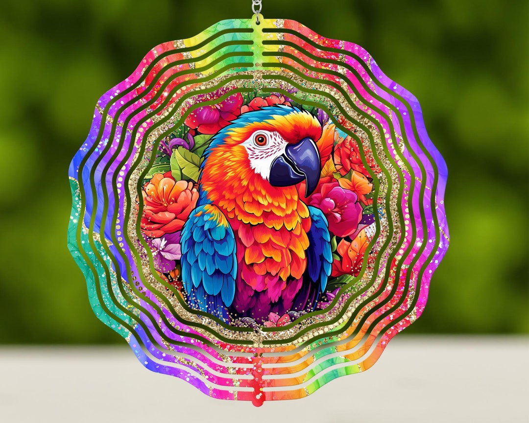 Parrot Wind Spinner Sublimation Design Template, 10 Inch Round Hanging ...