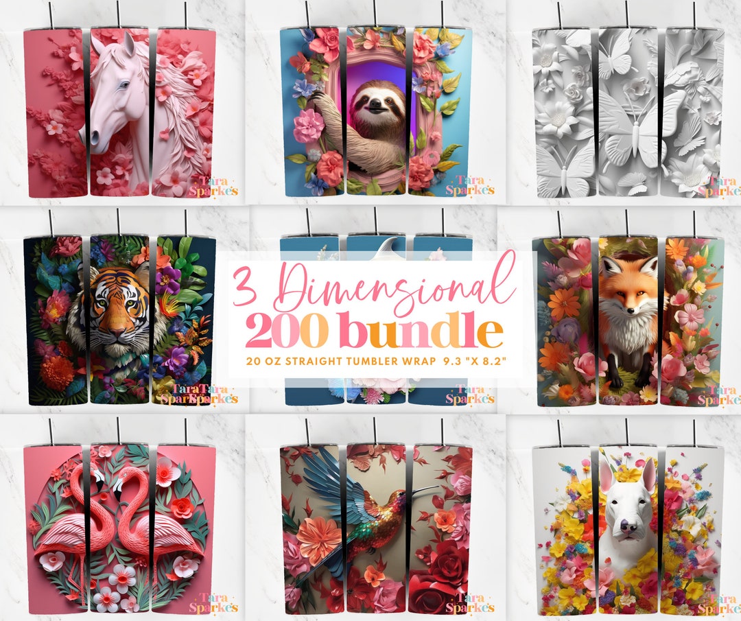 100+ 3D 20oz Tumbler Sublimation Design Bundle, Realistic 3 Dimensional ...