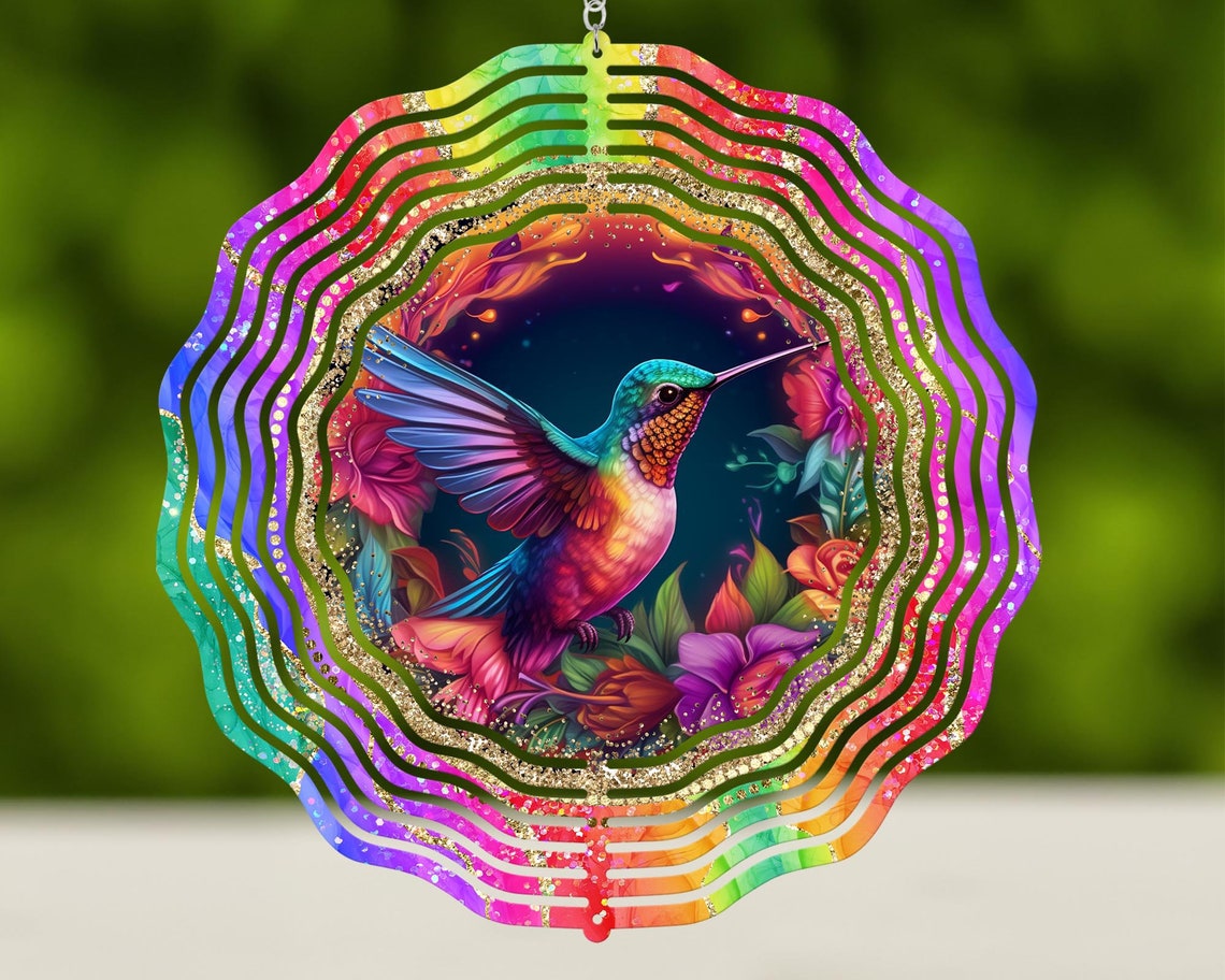 Hummingbird Wind Spinner Sublimation Design Template, 10 Inch Round ...