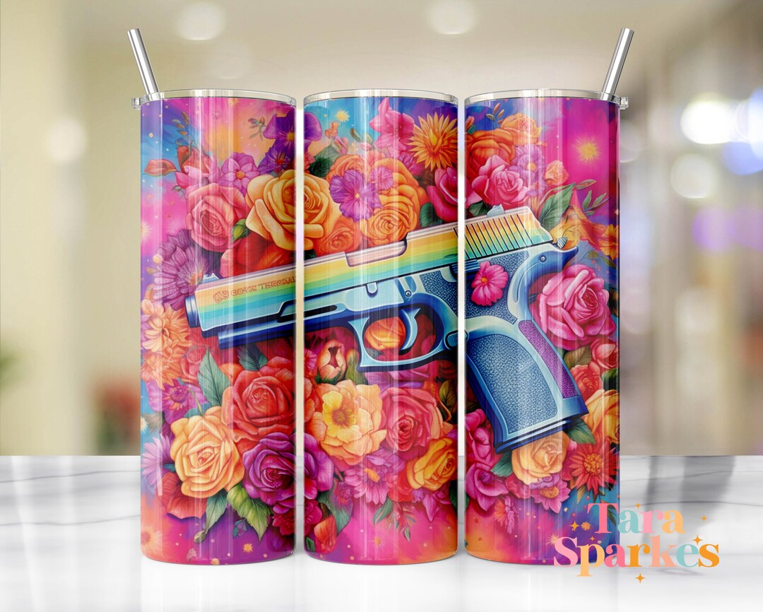 Gin Pistol by Neon Glow Style 20 Oz Skinny Tumbler Wrap Designs Tapered ...