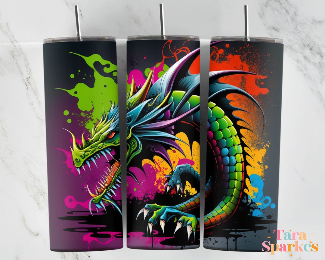Colorful Graffiti Dragon in Style 20 Oz Skinny Tumbler - Etsy