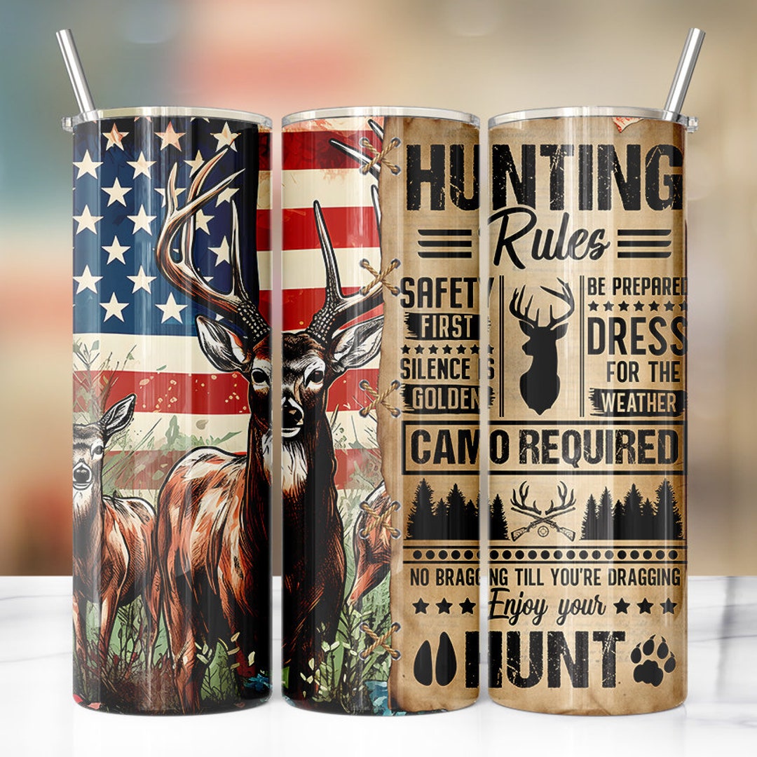 Deer Hunting USA Flag Hunting Sublimation Print, 20oz Skinny Tumbler ...