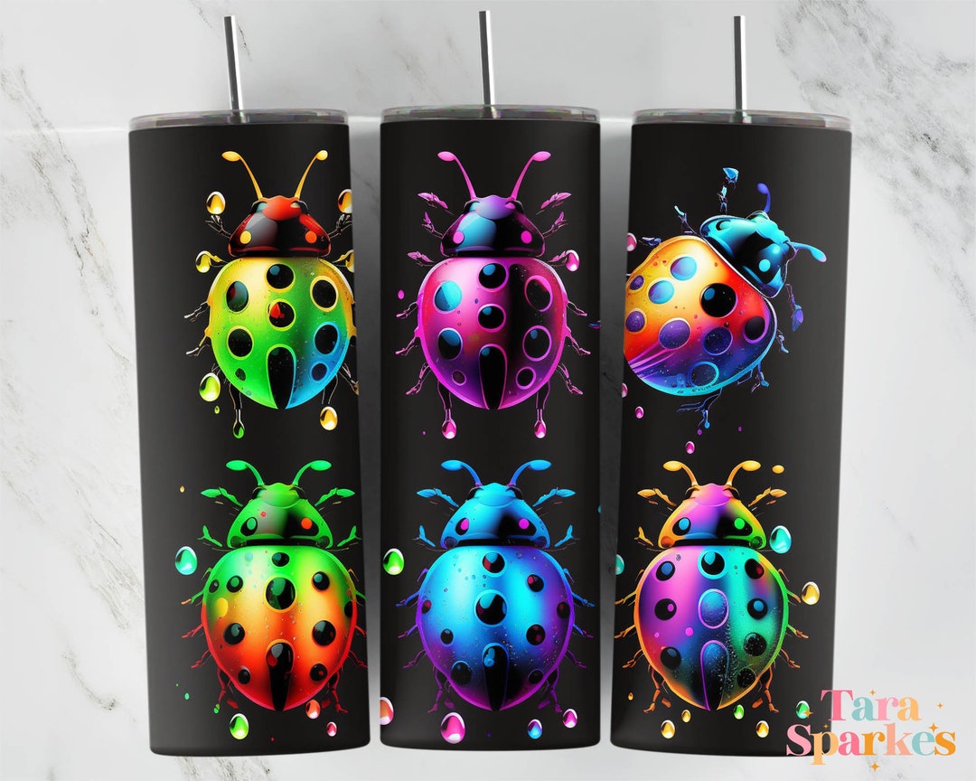 Neon Ladybugs Rainbow Set 20 Oz Skinny Tumbler Sublimation Design ...