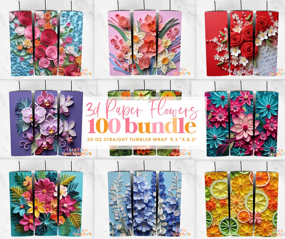 100+ 3D Flowers 20oz Tumbler Sublimation Design Bundle, Realistic ...