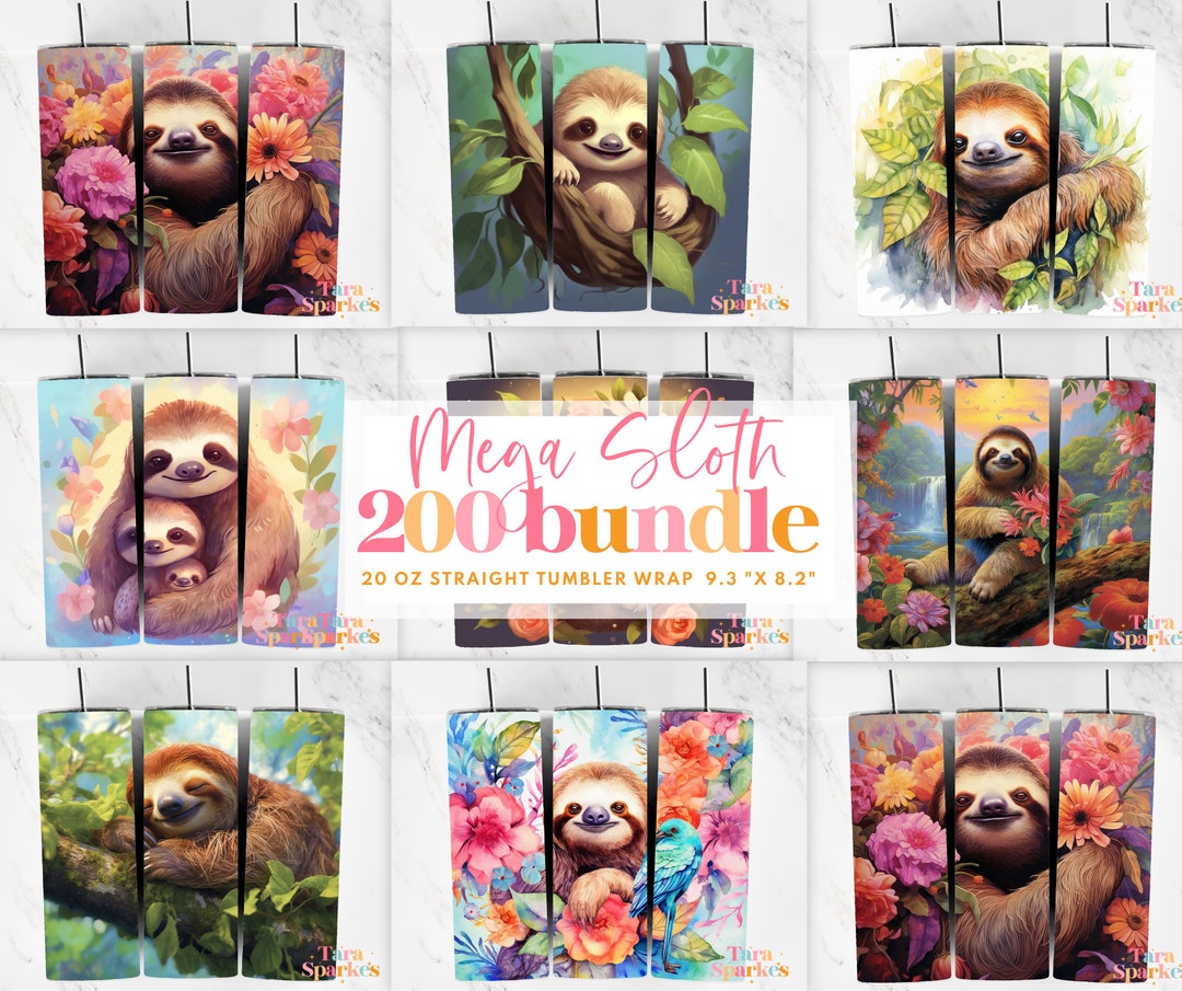 200+ Sloth Tumbler Wrap Bundle, Feelin Slothy, 20 Oz Skinny Tumbler ...