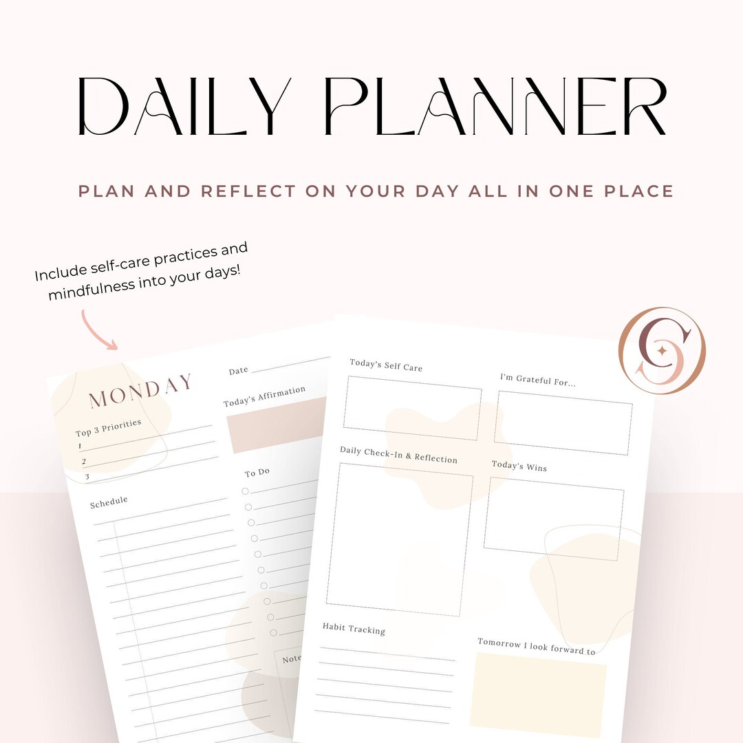 Daily Planner | Printable Planner | Self Care | Mindfulness | A4/US ...