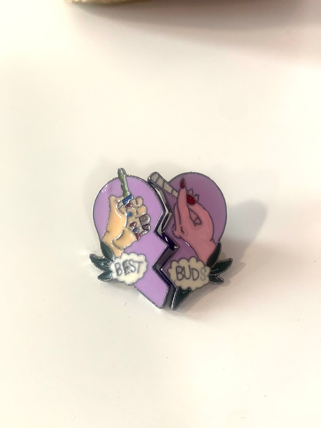 Matching Besties Best Buds Pins Stoner Backpack Pin Brooch - Denim ...