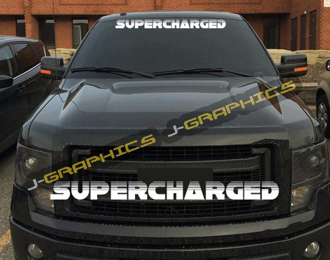 SUPERCHARGED 40" Vinyl Windshield Banner Diesel Turbo JDM Car Truck SUV ...