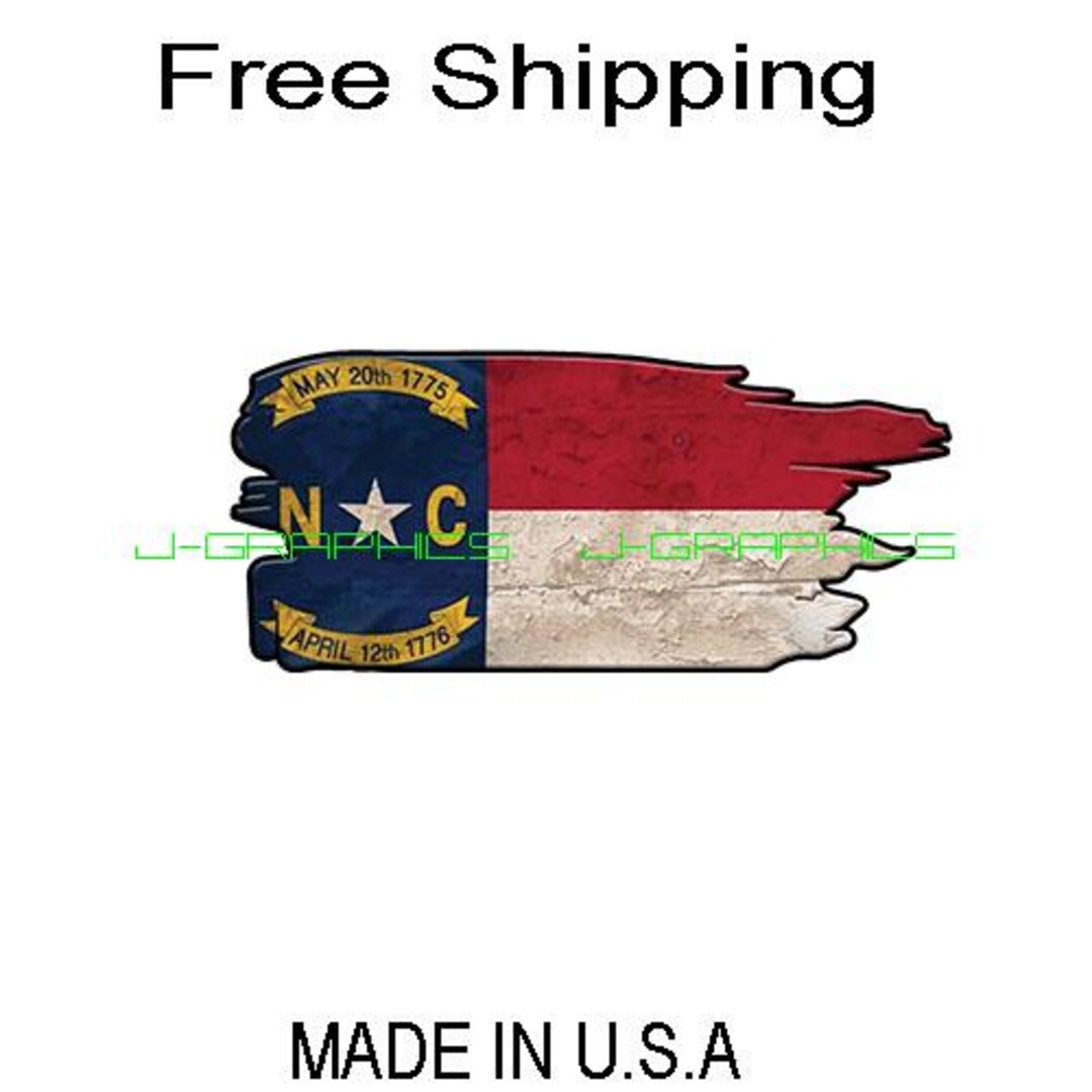 North Carolina State Flag Sticker Decal Adhesive Vinyl North Carolinian ...