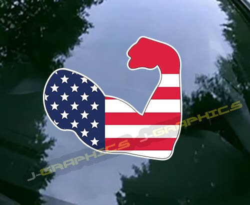 American Flag Arm Muscle Decal Sticker Map USA America Graphics Print ...